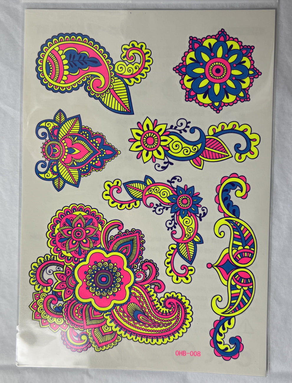 Paisley Swirl UV Light Reflective Temporary Tattoo Sticker – Bubble ...